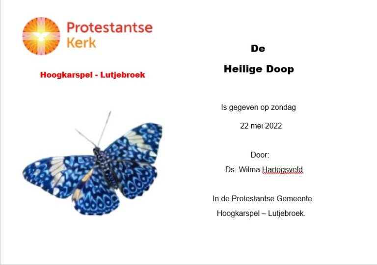 Doop van Rick Egbert Jack Frölich – PKN Hoogkarspel – Lutjebroek